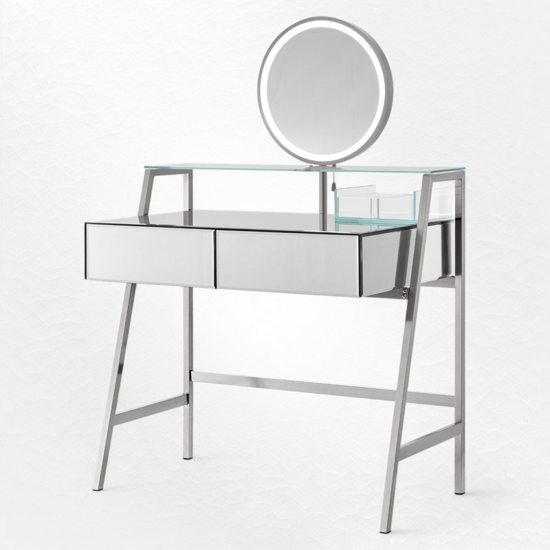 Latitude Run® Mirrored Makeup Vanity With LED Lightd Mirror | Wayfair